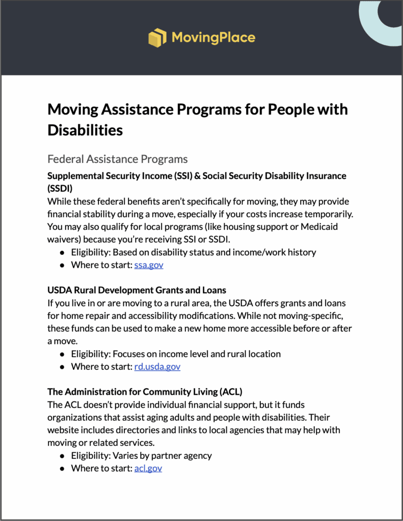 Moving Assistance Resources for People with Disabilities